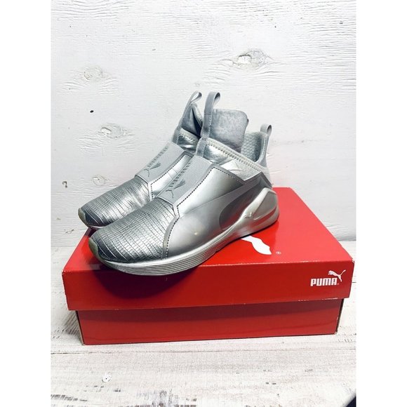 Puma | Shoes | Puma Silver Sneakers High Ankle 898651 Metallic Womens ...